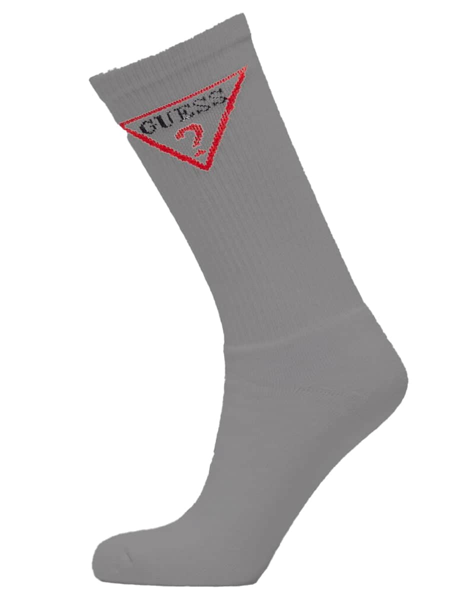 Guess Mens Triangle Logo Crew Socks 1 Pack Grey 6-11 UK