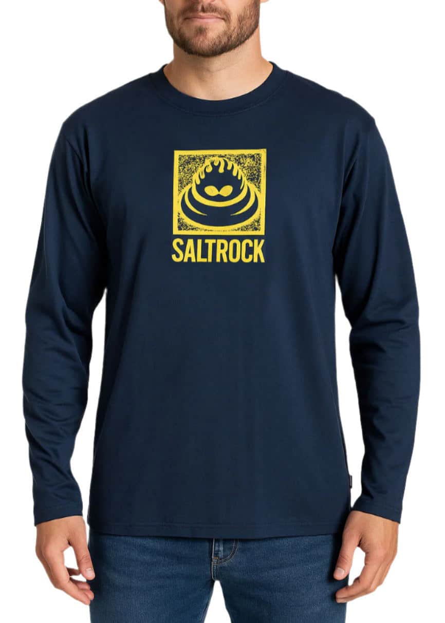 Saltrock Mens Box Stamp Logo LS T-Shirt Dress Blues