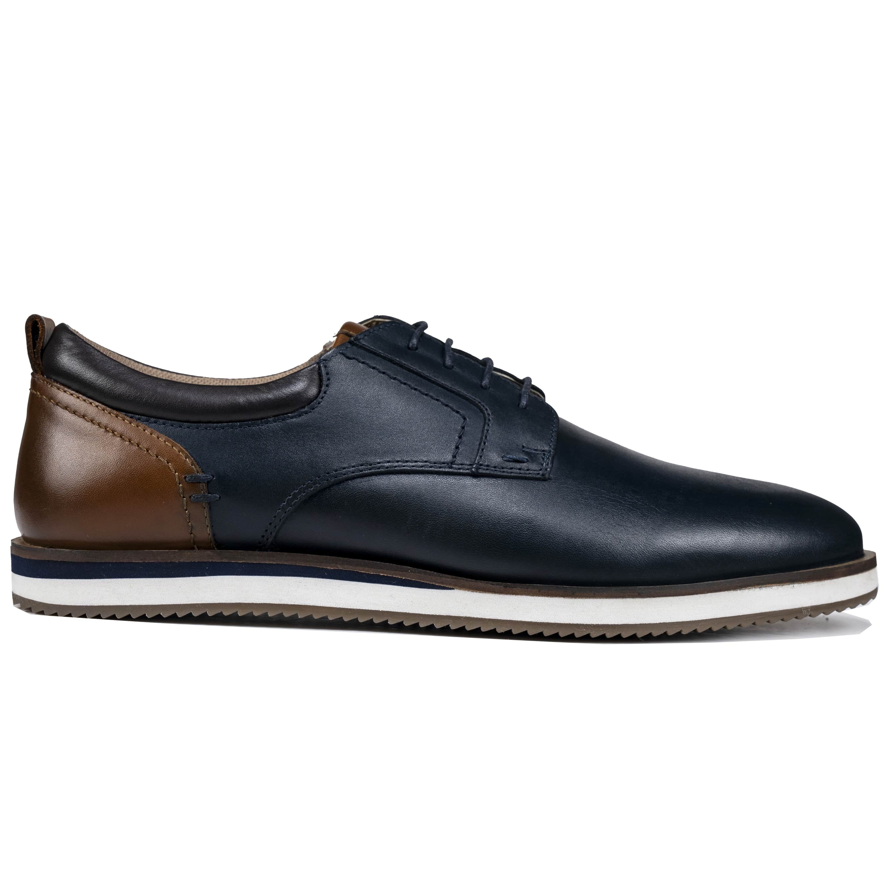 Sloane Shoes Mens Brandon Casual Trainers Navy/Cognac