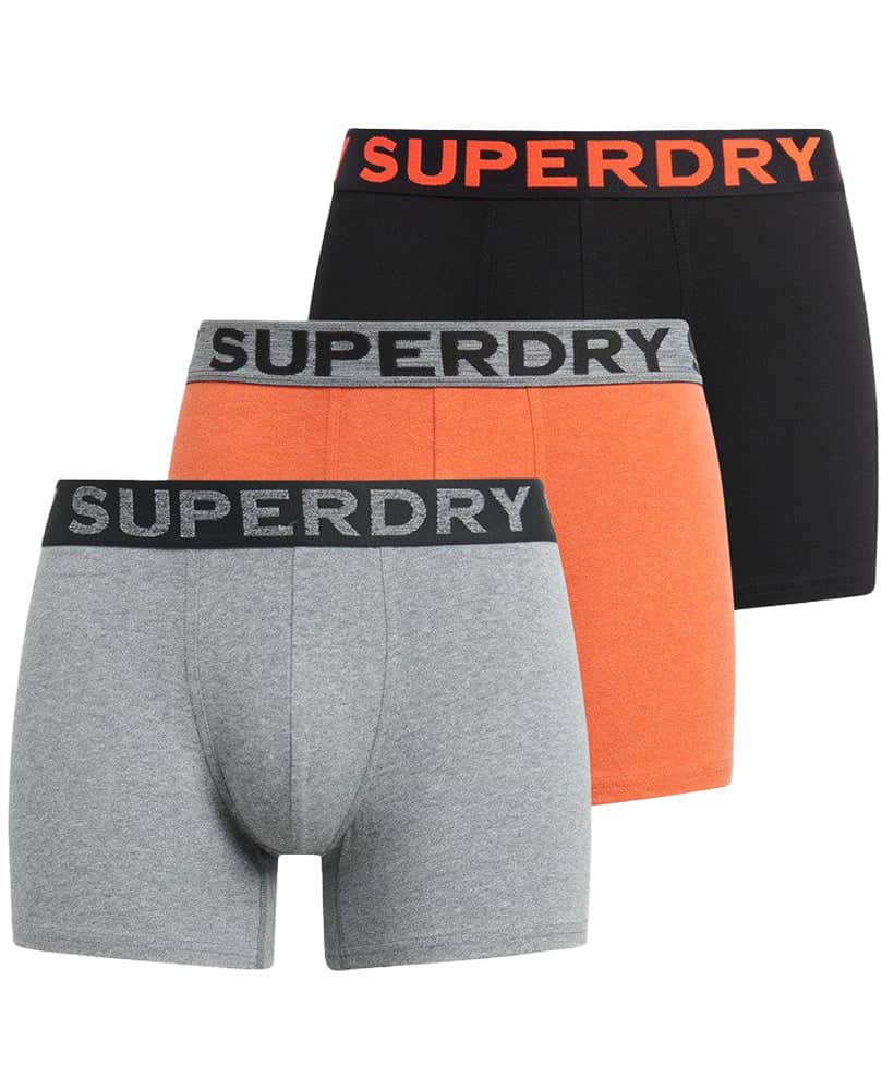 Superdry Mens Boxers 3 Pack Black/Bright Orange Marl/Noos