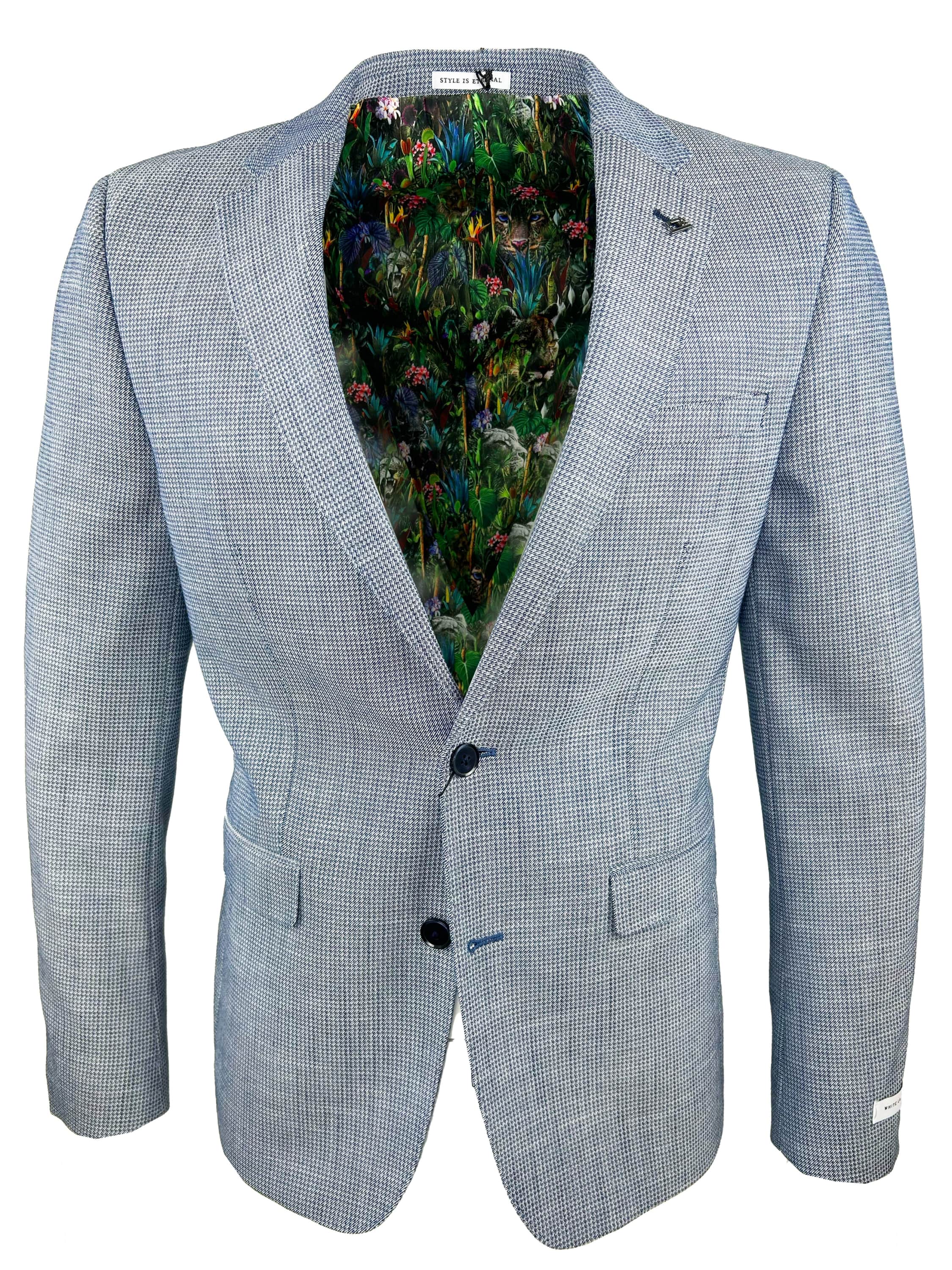 White Label Mens Jasper Jacket Tapered Fit Blue/White
